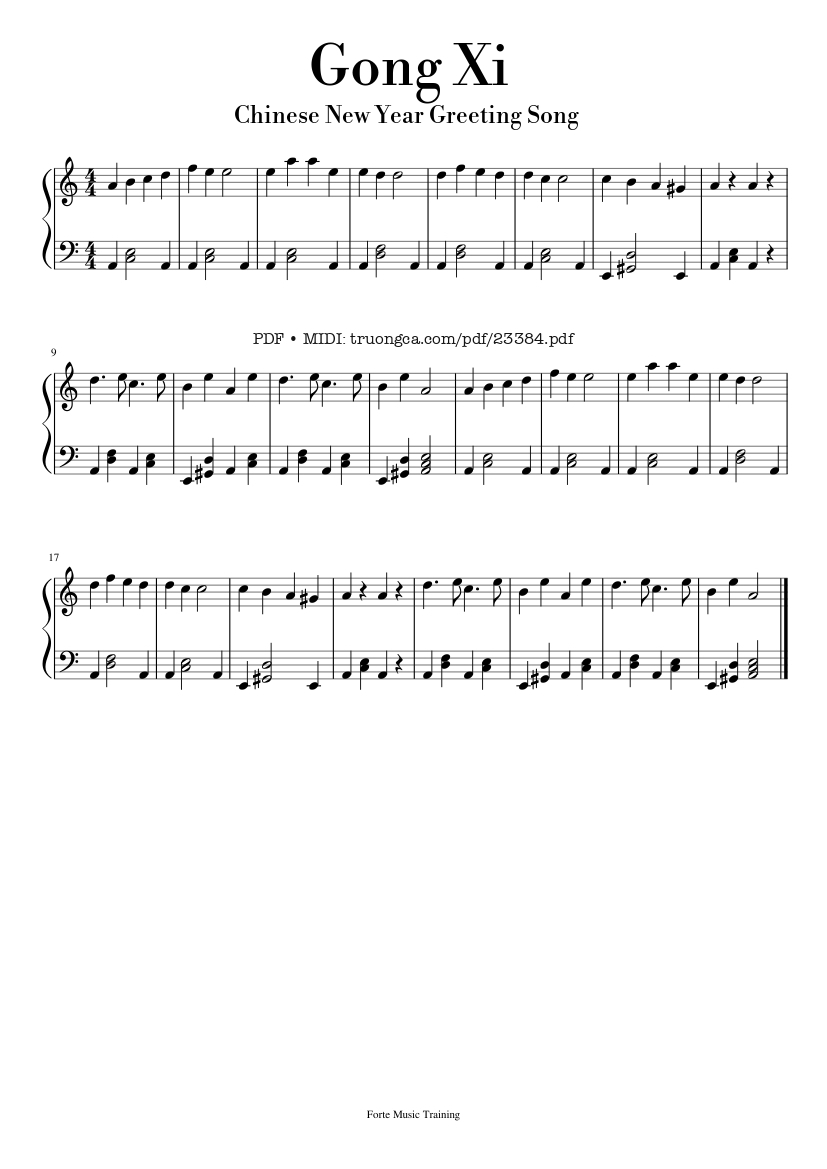 [PDF] Gong Xi (Chinese New Year Greeting Song) Sheet Piano, Download ...