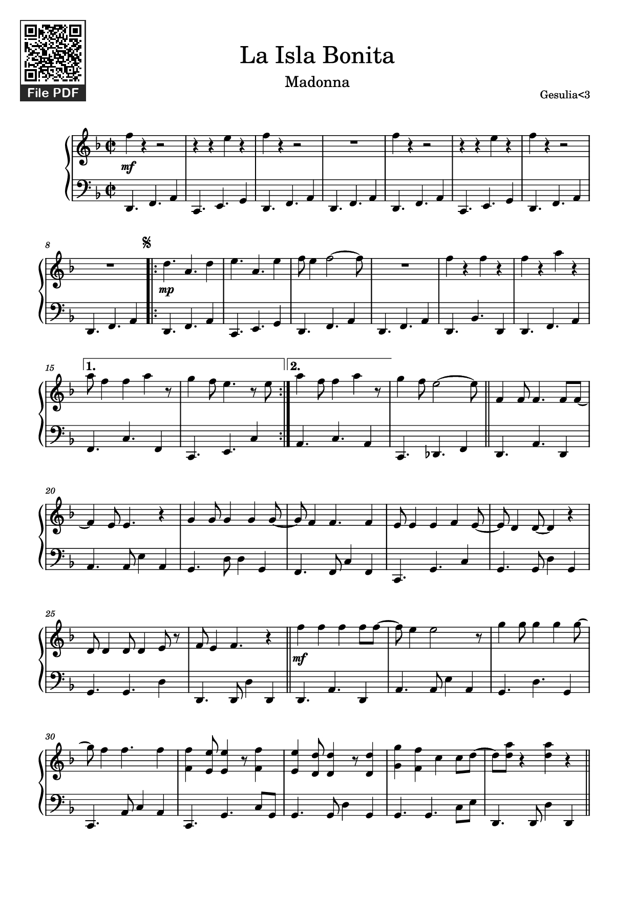 Pdf La Isla Bonita Piano Download Piano Notes Mp4 Midi