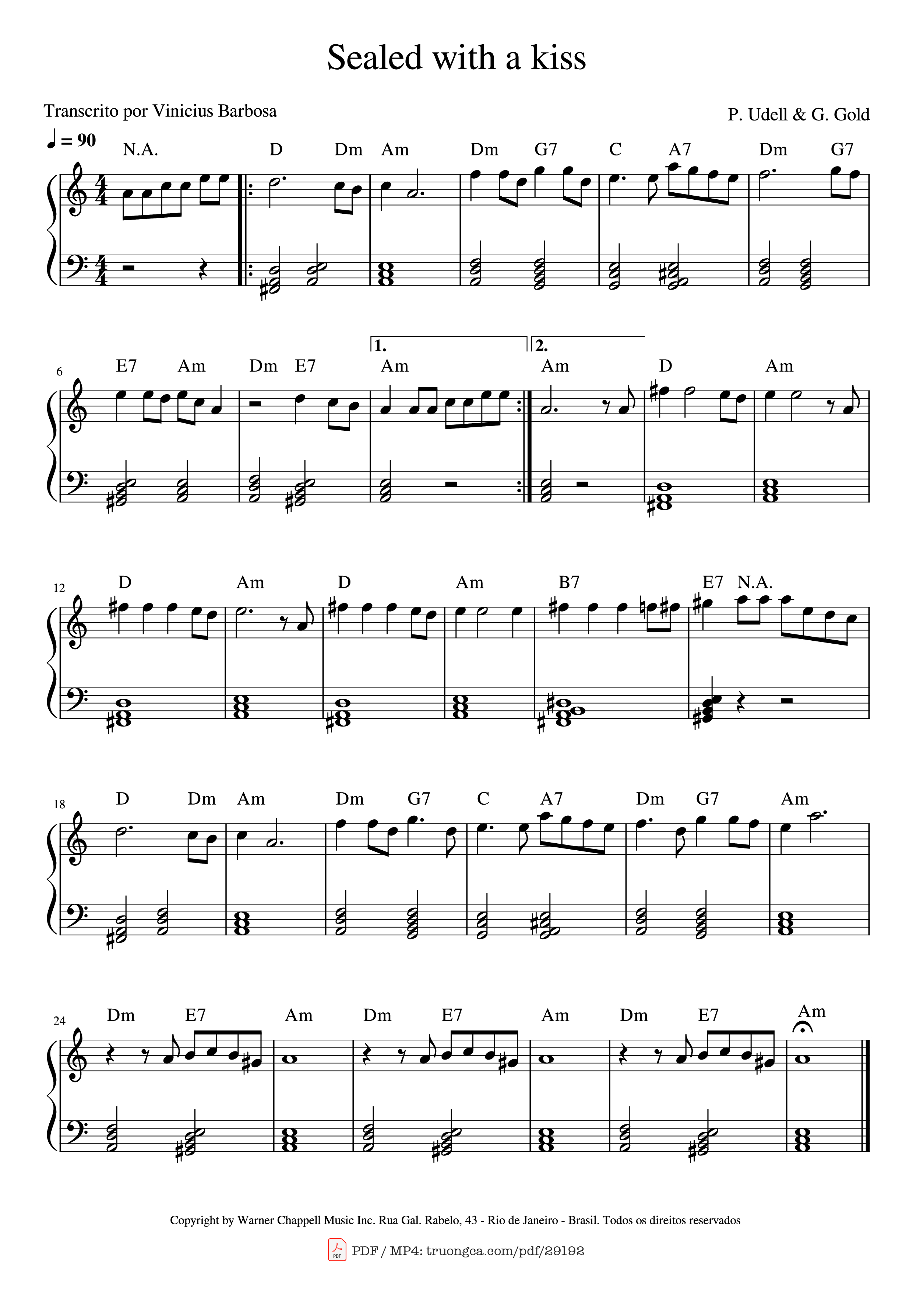 [PDF] Sealed with a kiss Piano, Download Piano notes, MP4 & MIDI