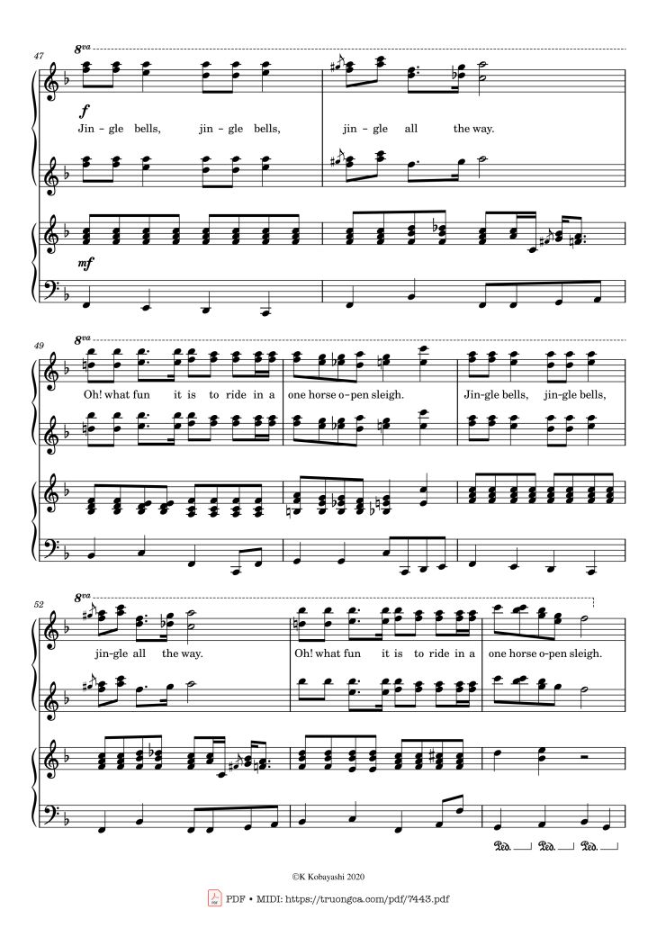 [PDF] Jingle Bells Piano 4 hands, Download Piano notes, MP4 & MIDI